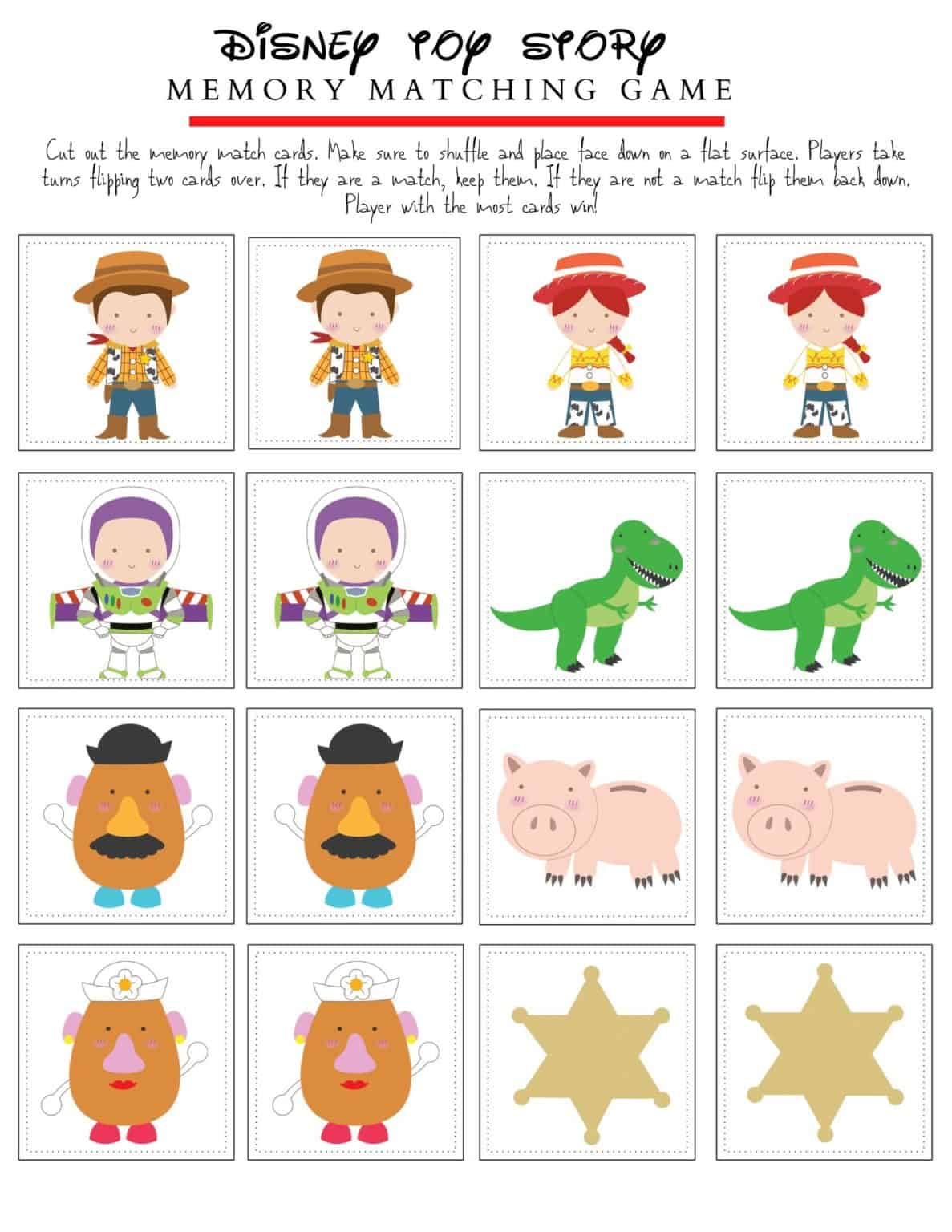 Free Toy Story Memory Game Printable Inspired By Pixar Hispana Global